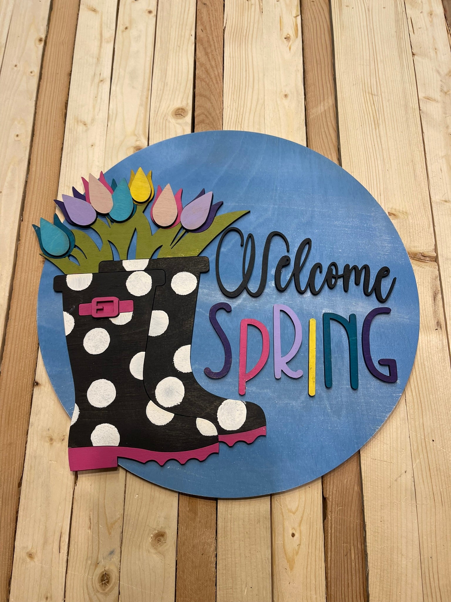Welcome SPRING Door Round – Dirt Road Barns